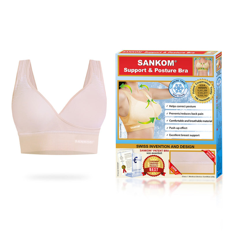 Sankom - Patent Cooling Effect Bra For Back Support, Beige – Mummazone